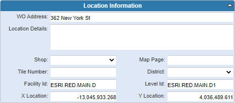 Location Information Panel Fields