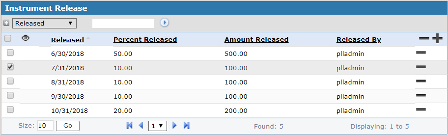 Instrument Release Panel